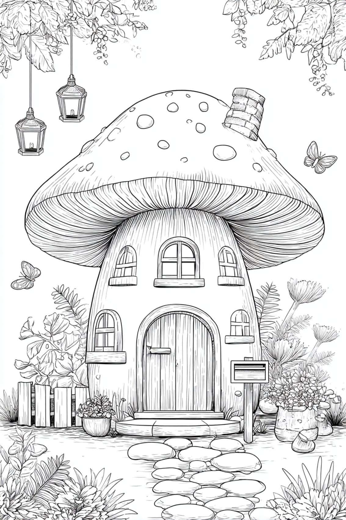 Free Printable Fairy House Coloring Pages (Cozy Fantasy Aesthetics)