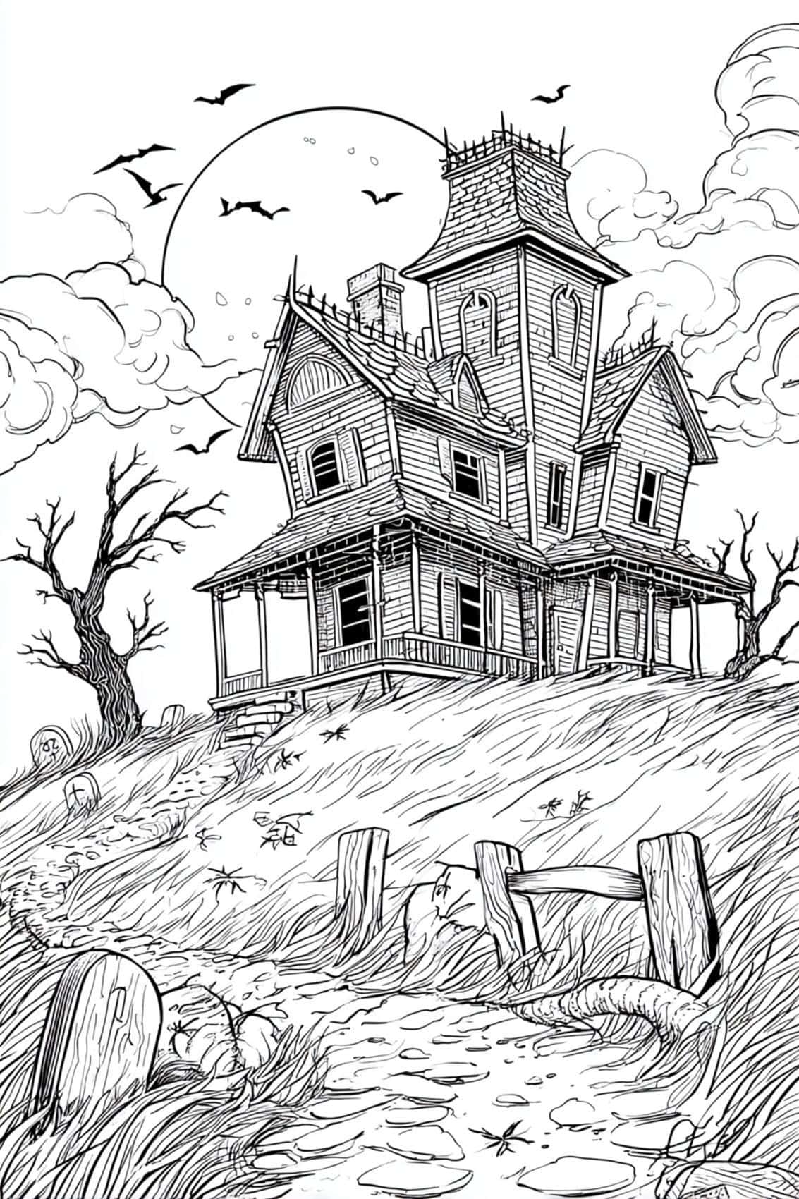 Free Printable Haunted House Coloring Pages (Spooky & Fun!)